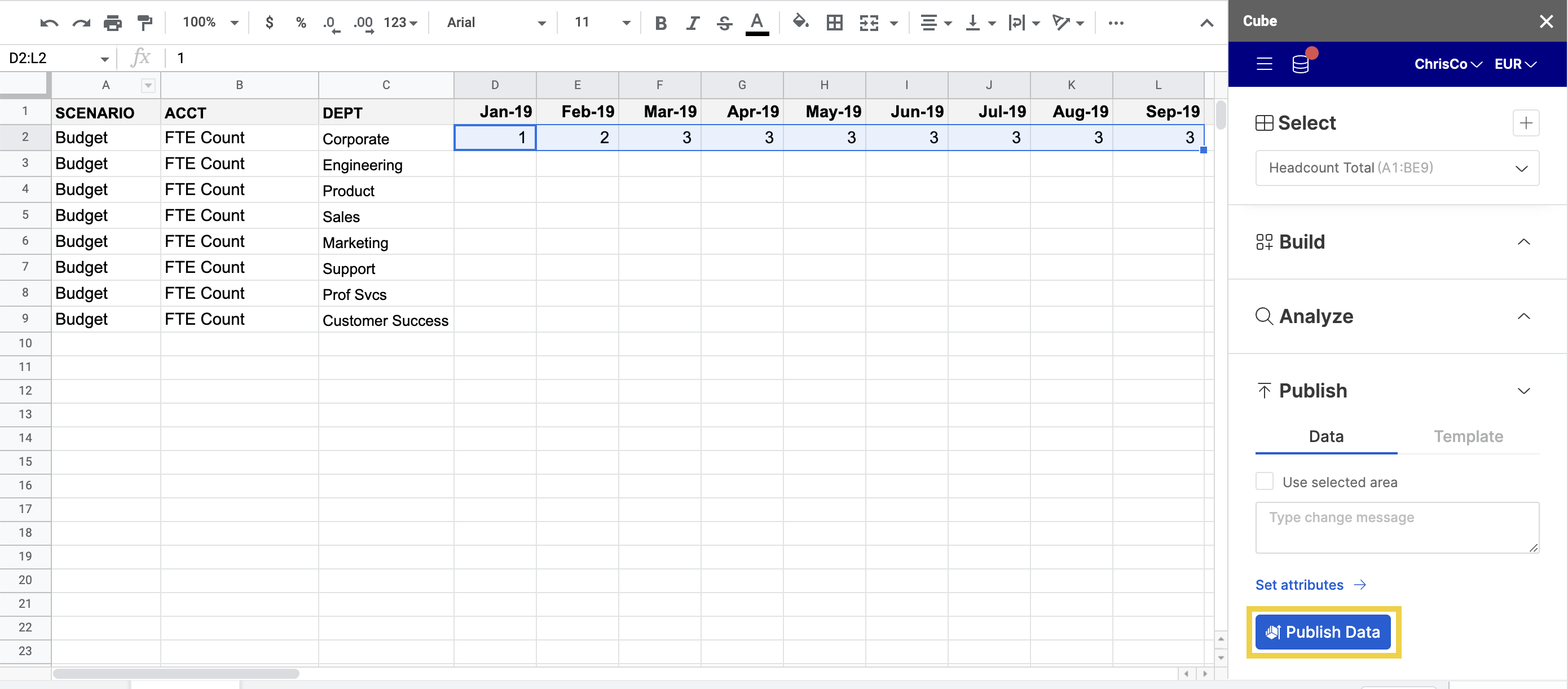 Publish data to Cube – Cube