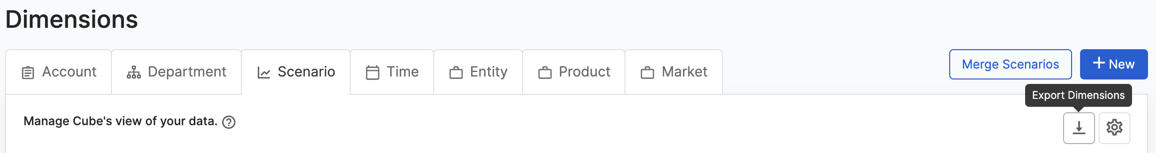Scenarios dimension overview – Cube