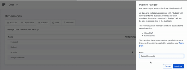 Duplicate Scenarios – Cube